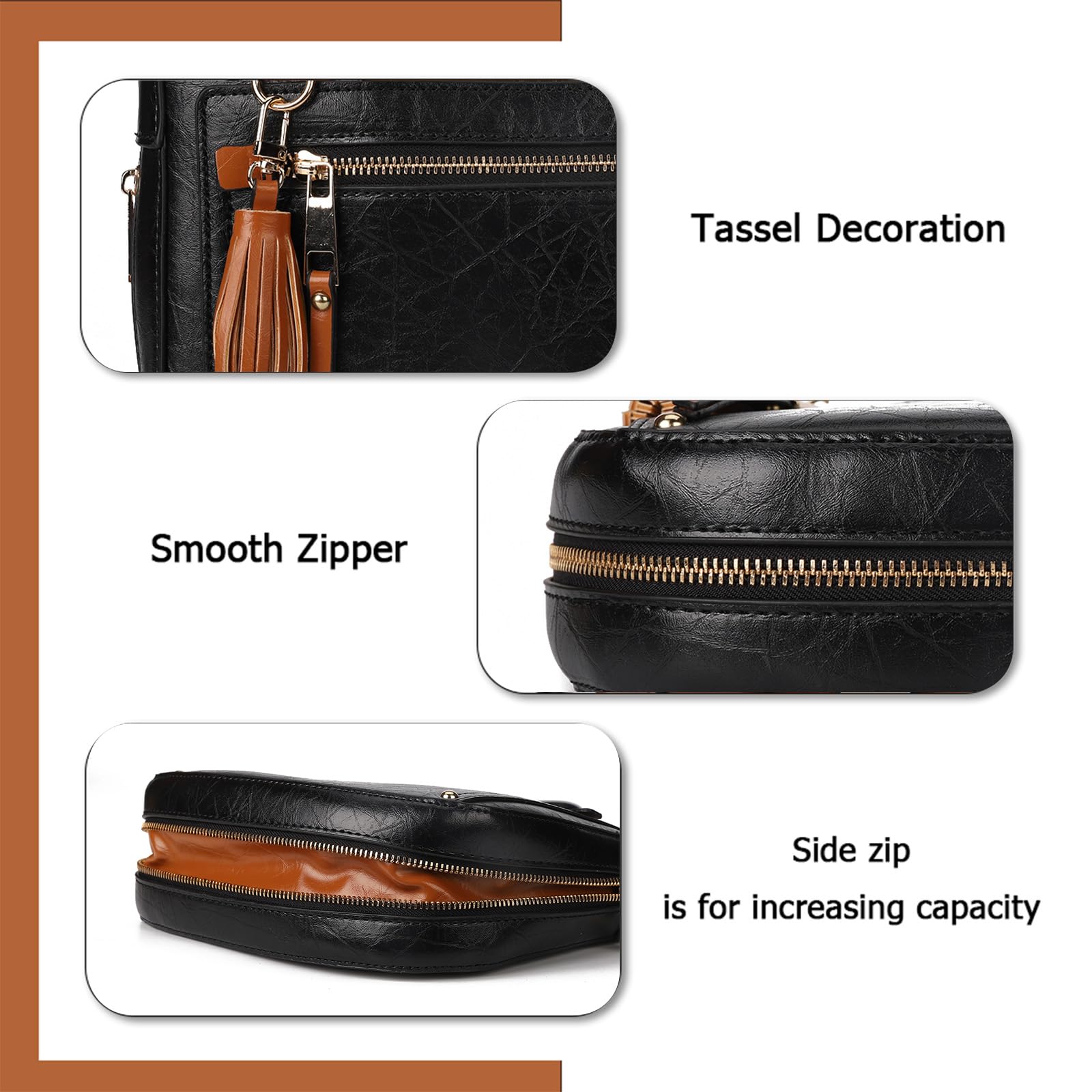 Crossbody Bags for Women Small Pu Leather Over the Shoulder Purses and Flap Cross Body Handbags with Multi Pockets