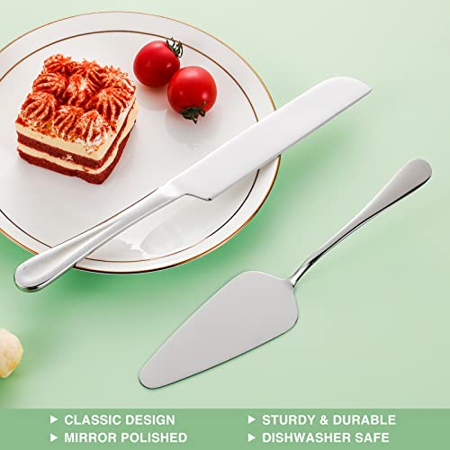 ERVILO Cake Serving Set, Cake Pie Pastry Servers, Stainless steel Cake Knife and Server Set Perfect For Birthday, Wedding, Parties and Events (Silver)