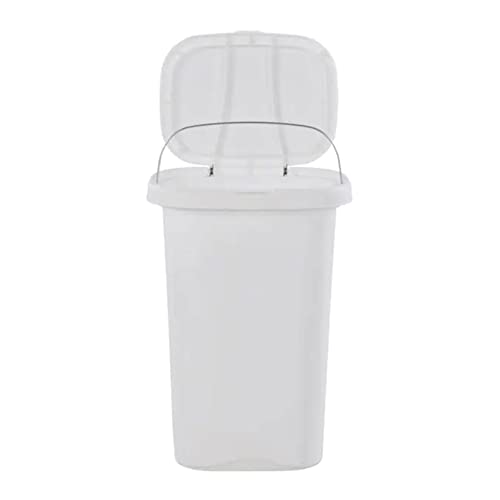 Rubbermaid 13 Gallon Rectangular Spring-Top Lid Kitchen Wastebasket Trash Can for Tall Trashbags, White (2 Pack)