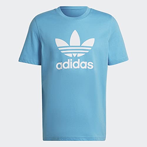 adidas Originals Men's Adicolor Classics Trefoil Tee, Sky Rush/White, Large