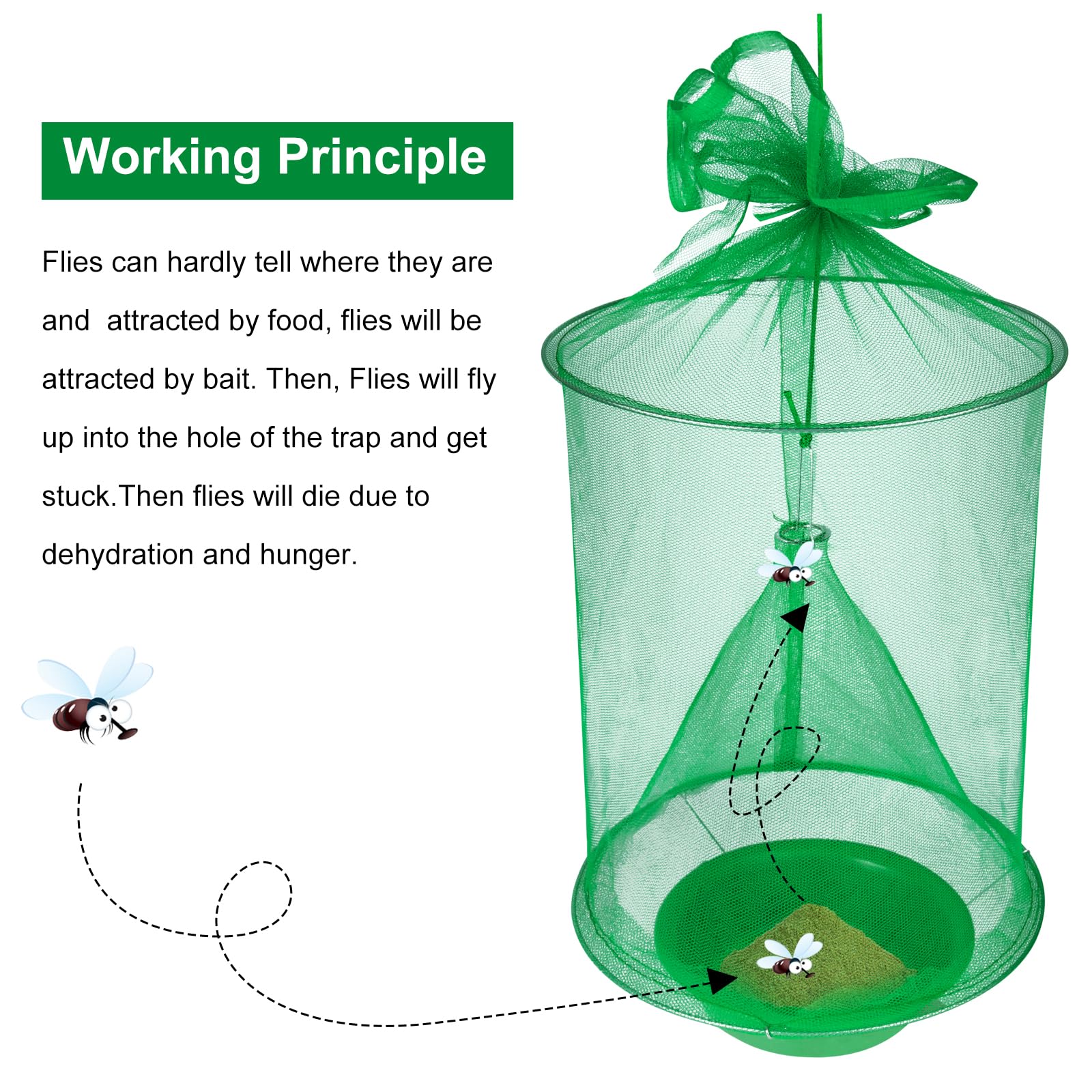 6 Pack Ranch Fly Trap, Reusable Hanging Fly Traps Outdoor, Farm/Stable Fly Killer, Effective Fly Catcher Trap for Horse, Fly Hunter