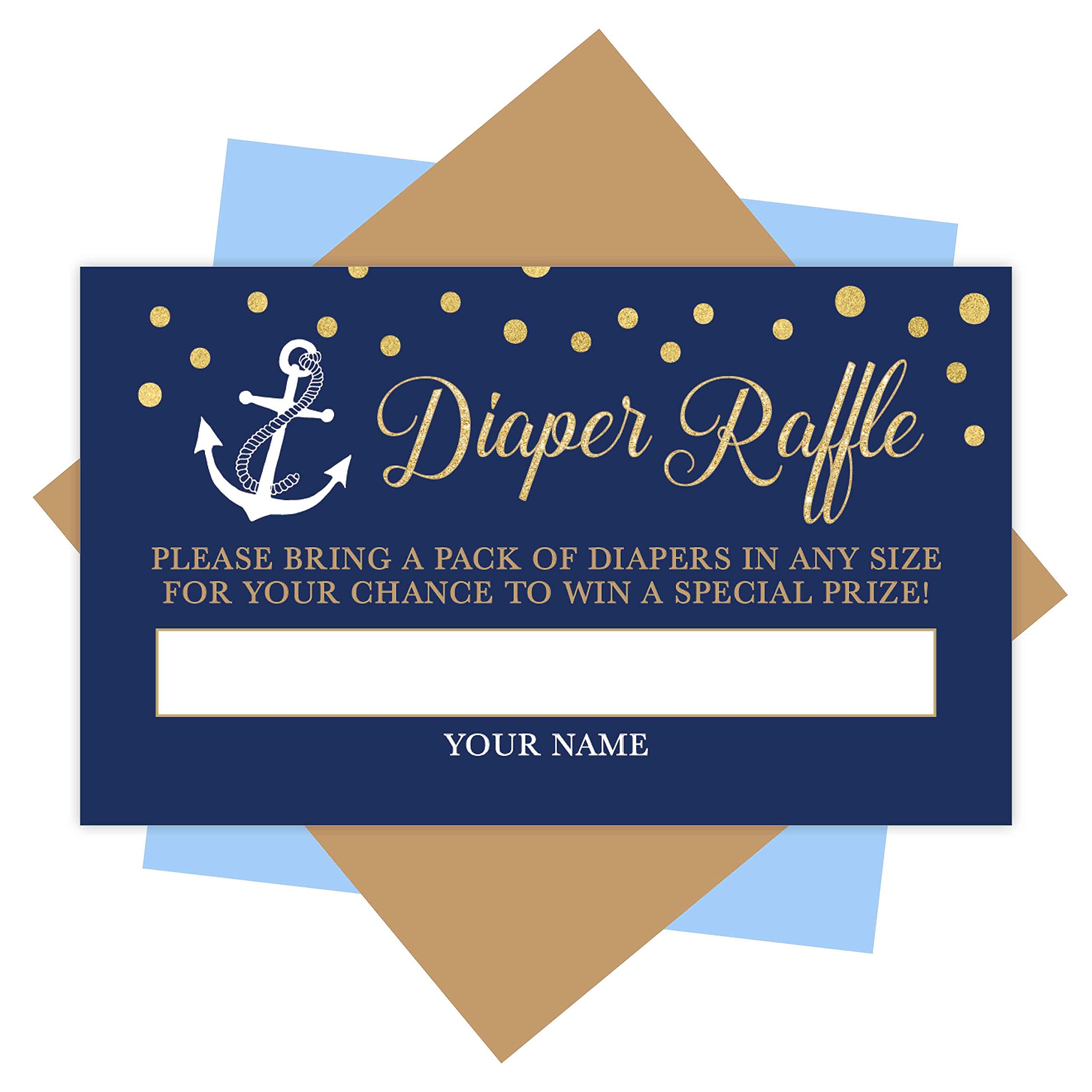 Hadley Designs 25 Baby Shower Diaper Raffle Tickets For Baby Shower Games To Play - Nautical Baby Shower Games Gender Neutral, Diaper Raffle Cards, Baby Raffle Tickets, Baby Shower Invitation Inserts