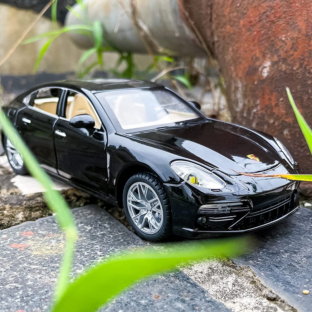 BDTCTK 1/24 Palamera Model Car Toy, Zinc Alloy Pull Back Toy car with Sound and Light for Kids Boy Girl Gift (Black)
