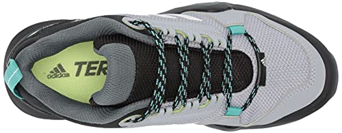 adidas outdoor Women's Terrex AX3 Hiking Boot, Halo Silver/Crystal White/Acid Mint, 7.5