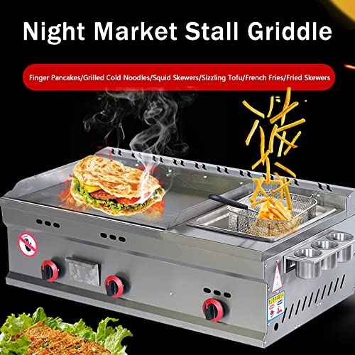 Commercial Countertop Gas Griddle - Stainless Steel Teppanyaki With Adjustable Temperature - High-Quality LPG Gas Grill For Outdoor Catering