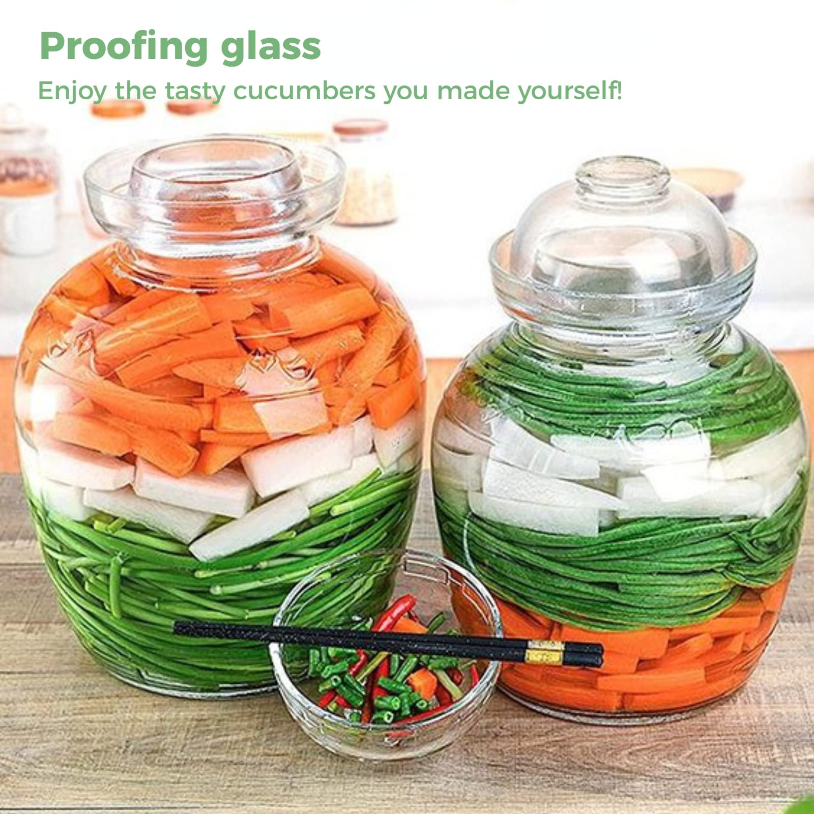 Anjetan 1.5L/2.5L/4.5L Glass Fermenting Jar, Large Capacity Sealed Pickle Jar, (A 1.5L/52oz)