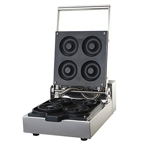 Commercial Donut Machine, 4 Grids 8.5cm Electric Donut Maker Nonstick Double-side Heating Doughnut Baker for Bakery Dessert Shop Restaurant 110V 1100W
