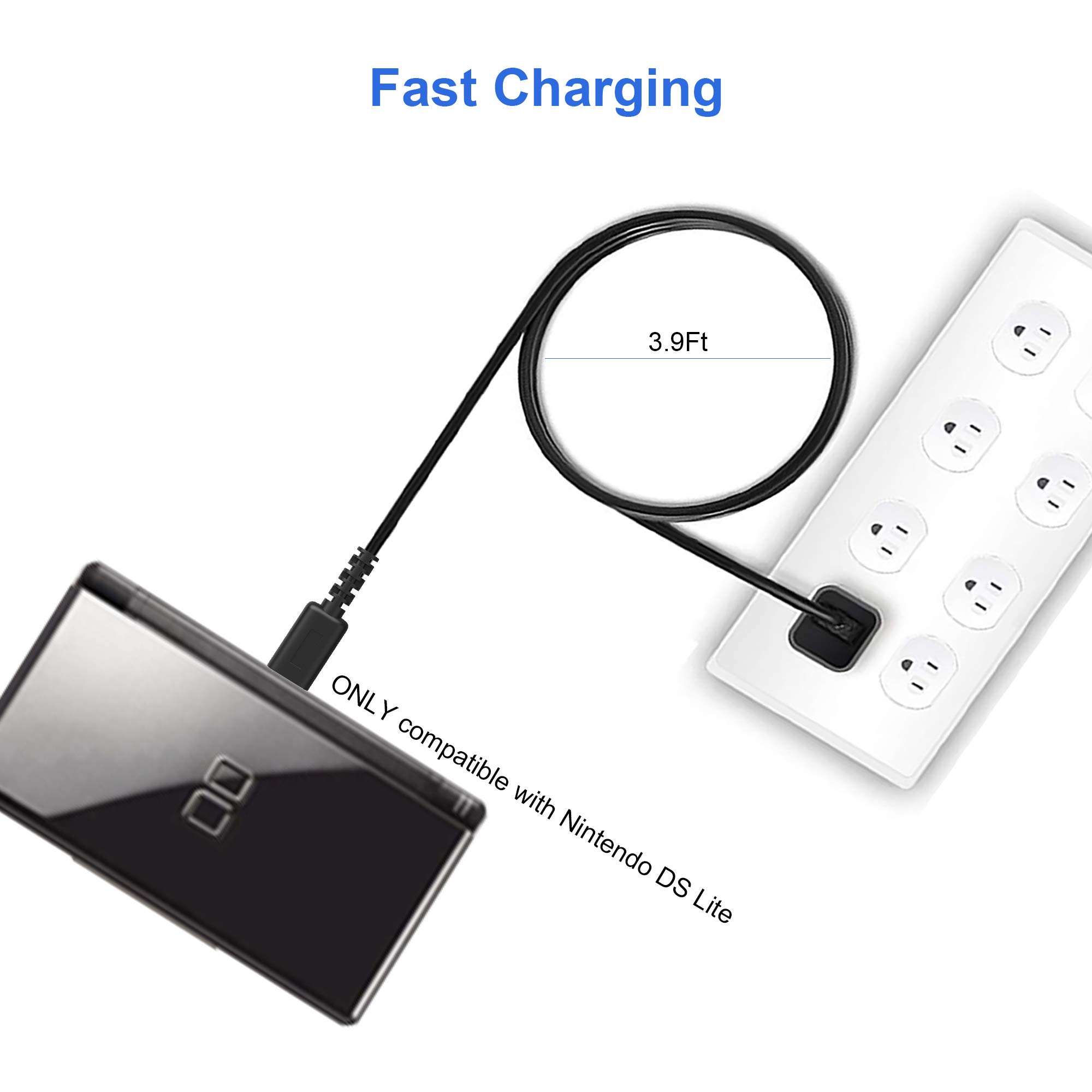 CSTESVN DS Lite USB Charger Cable Kit, 2 Pcs 3.9ft Charging Cord and 4 Stylus Pen Compatible with Nintendo DS Lite (ONLY for NDSL, NOT for 3DS, 2DS, DSi, DS)