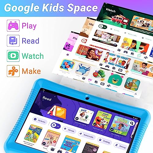 Contixo Kids Tablet K102 - 10-inch HD, Ages 3-7 Toddler Tablet with Camera, Parental Control, Android 10, 64GB, WiFi, Learning Tablet for Children with Teachers Approved Apps and Kid-Proof Case, Blue