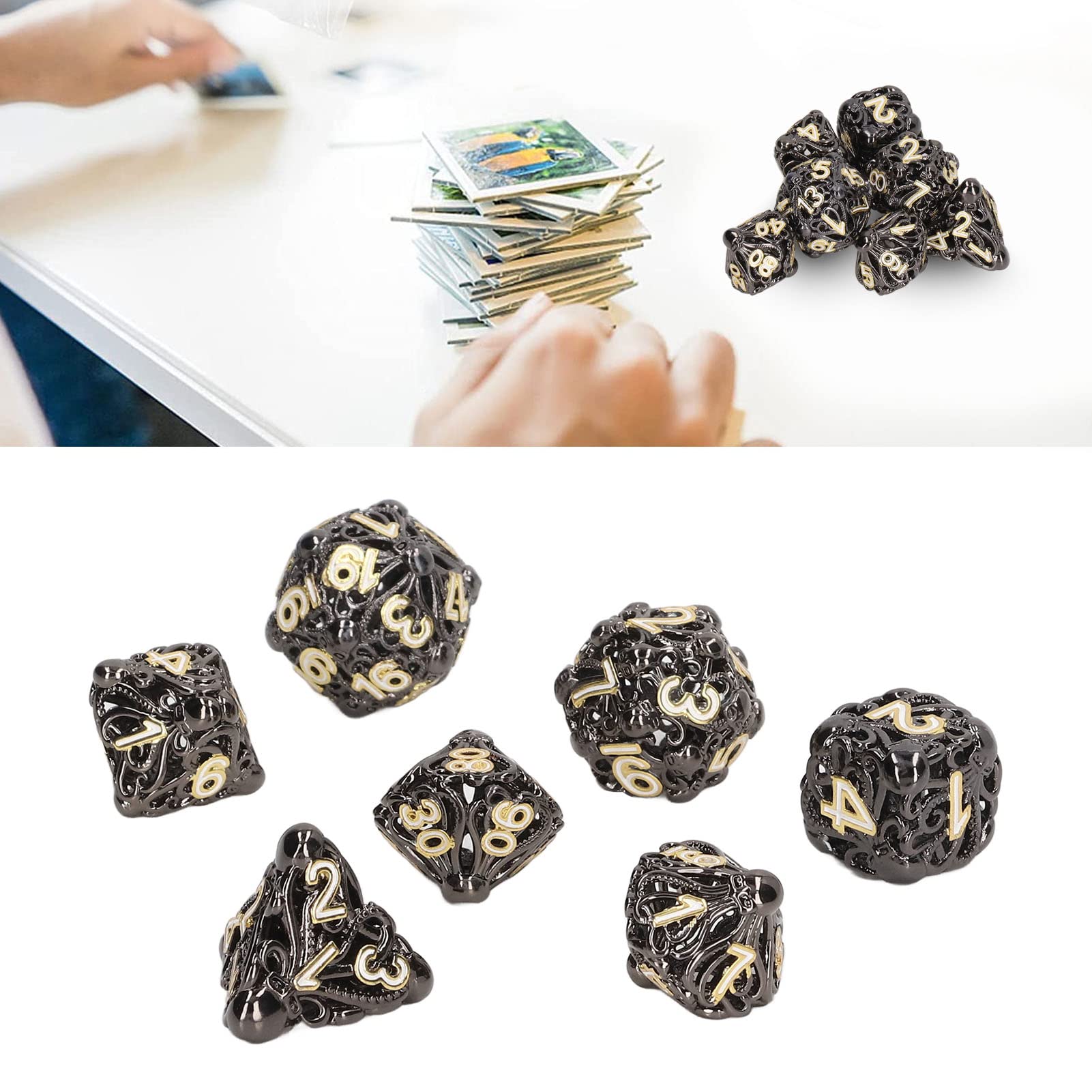 7pcs Hollow Dice Kit, Brass Hollow Dice Set for Game