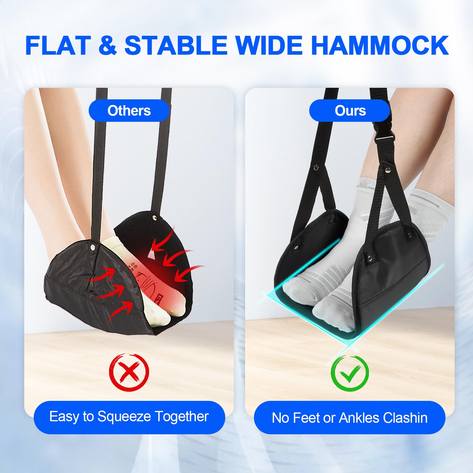 Airplane Footrest for Your Comfortable Travel(Relax Your feet).Foot Hammock for Airplanes, Buses, Trains, Offices Adjustable.Travel Essential Accessories. (Black)