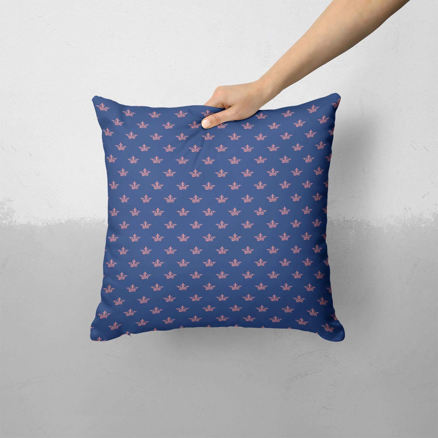 iiRov Micro Coral Crowns Over Navy - Custom Decorative Home Decor Indoor or Outdoor Throw Pillow Cover for Sofa, Bed or Couch Cushion (Pillow CASE Cover ONLY)