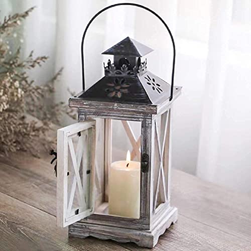 Candle Lantern Decorative Farmhouse White Lanterns Candle Holde Decor for Home Decor Front Porch
