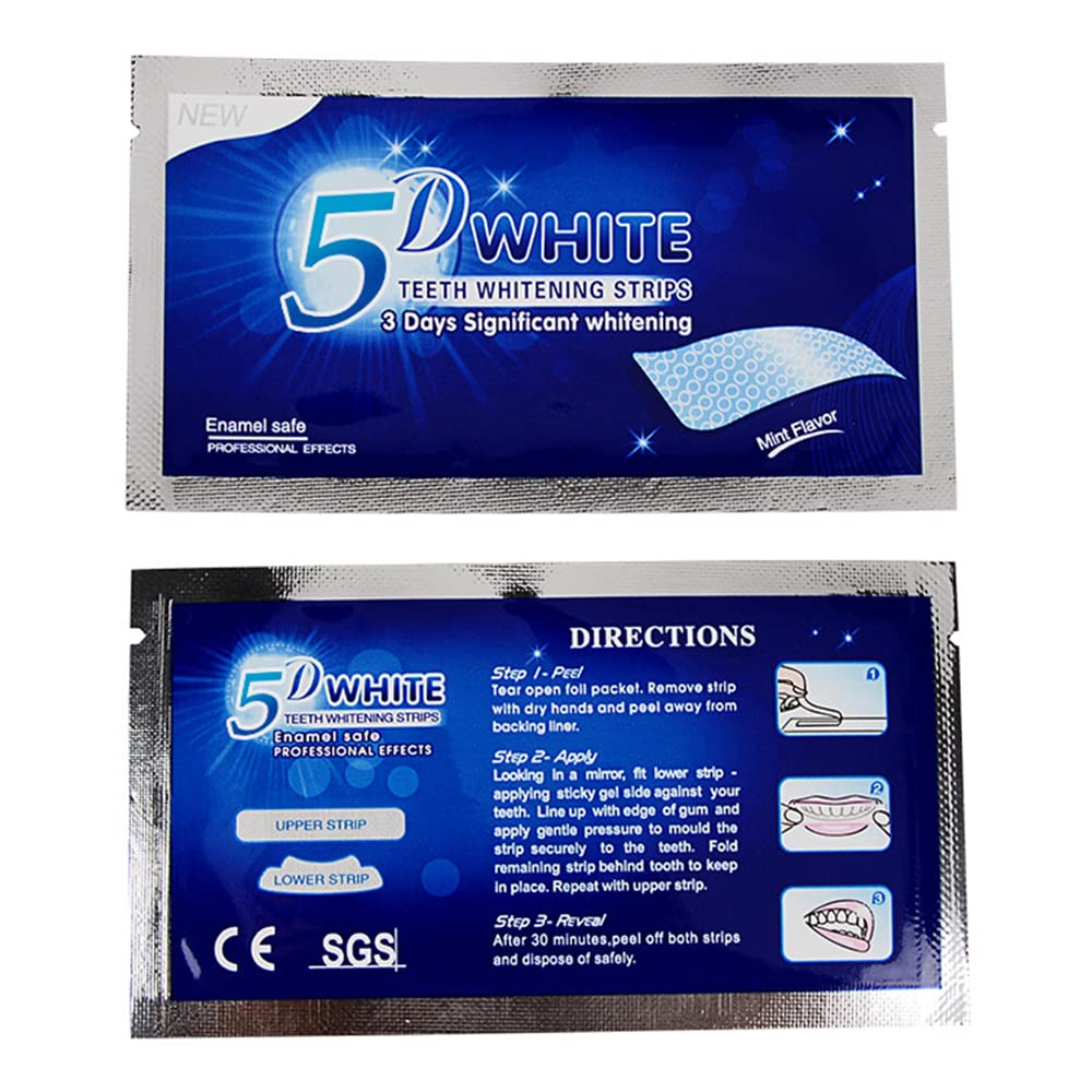 5D Teeth Whitening Strips 28 Strips Effective Teeth Whitener Teeth Whitening Strips for Teeth Sensitive, Reduced Sensitivity White Strips for Teeth Whitening