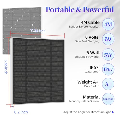 6V 5W Google Nest Camera Outdoor & Indoor (Battery Version) Solar Panel Charger with Solar Panel Accessories, 360° Adjustment Mount, 13.1ft Charging Cord Google Solar Panel