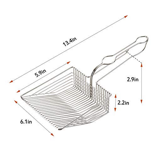 Ownpets Non-Stick Cat Litter Scoop with Foam Handle, Durable Coated Metal Litter Scooper with Deep Shovel, Carabiner & Comfy Foam Grip for Fast Sifting & Instant Cleaning