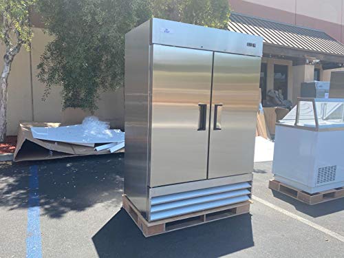 Commercial Freezer 2-Doors Solid Upright Reach in Two Section Stainless Steel NSF 54" Width, Capacity 47Cuft, Restaurant Quality Kitchen -8°F Cold al32Adup1