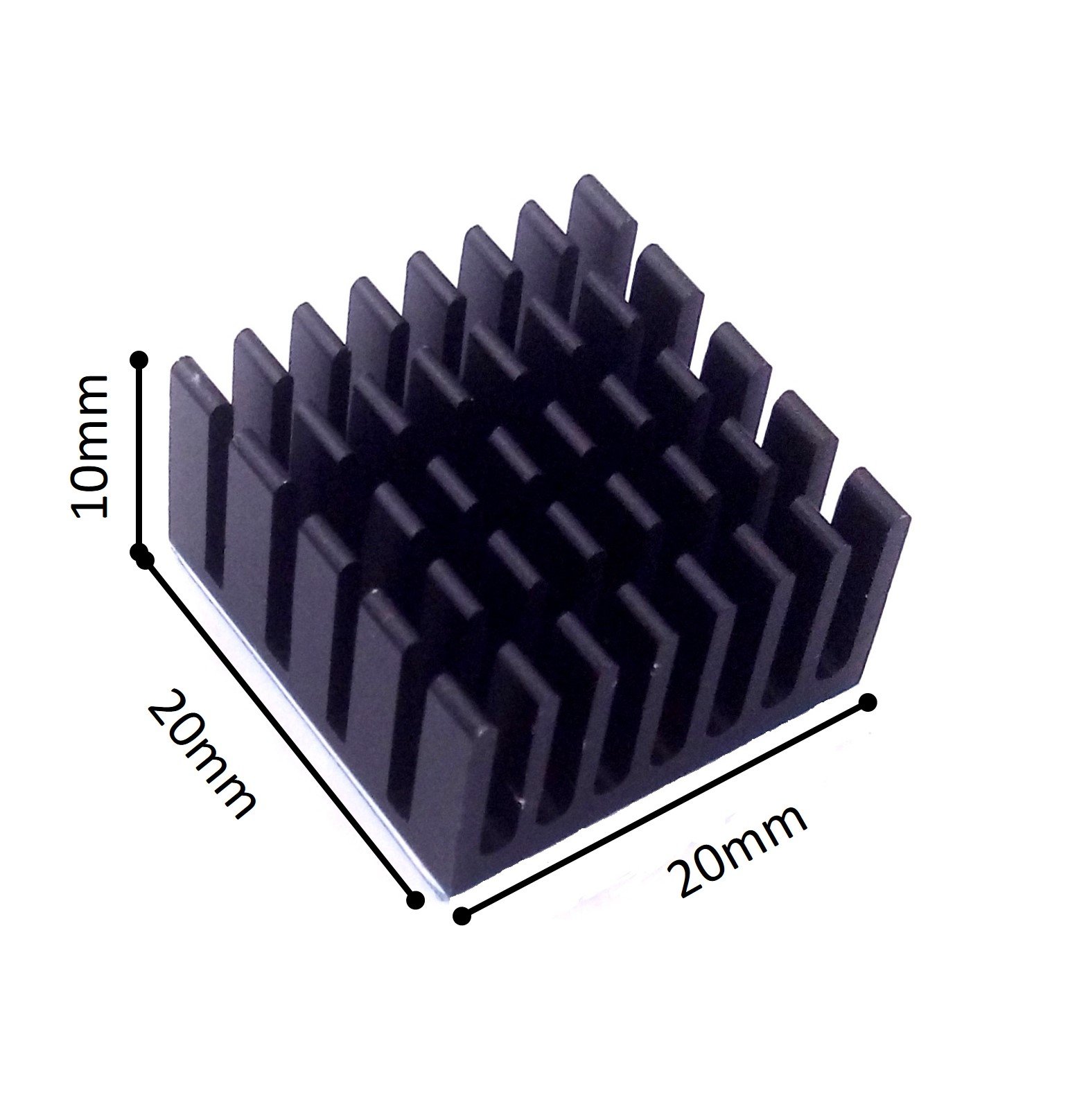 Easycargo 10pcs 20mm Heatsink Kit 20x20x10mm + 3M 8810 thermal conductive adhesive tape, cooler Heat Sink for cooling GPU IC Chips VRAM VGA RAM (20mmx20mmx10mm)