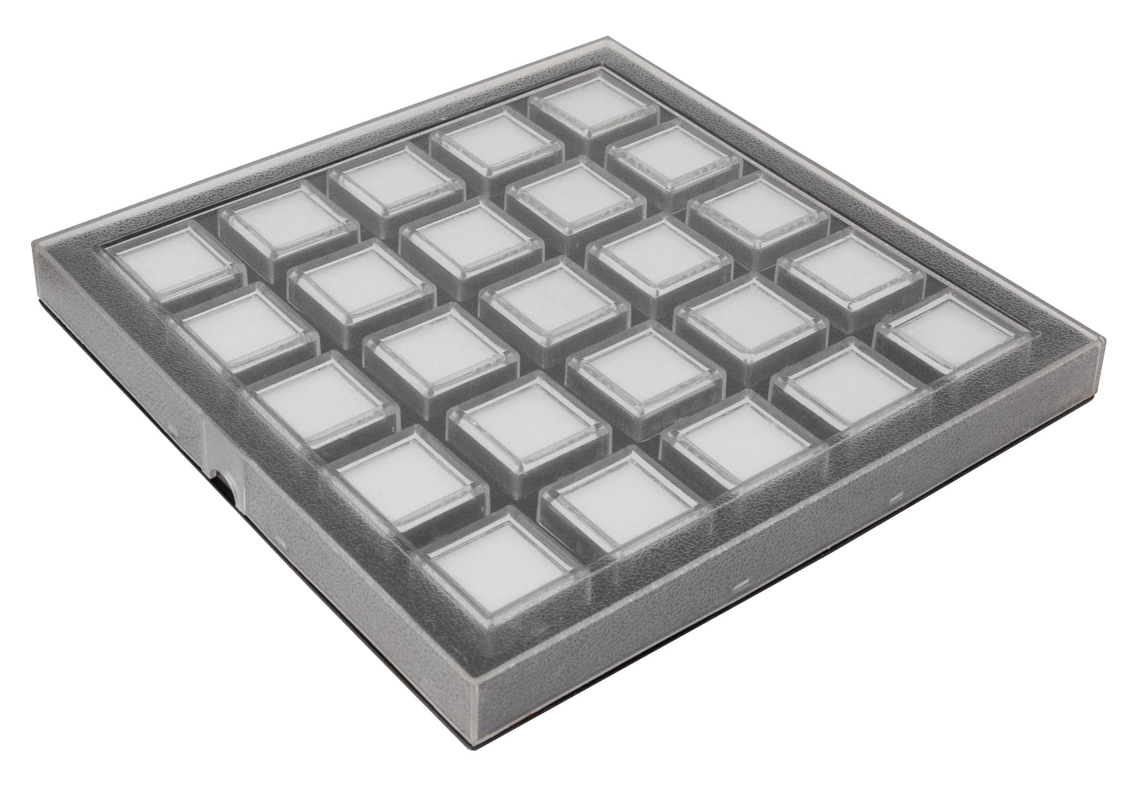 PMC Supplies LLC Plastic Gem Tray w/ 25 25 MM Compartments Storage Container Jewelry Bead Small Gemstone Findings Watch Battery Organizer