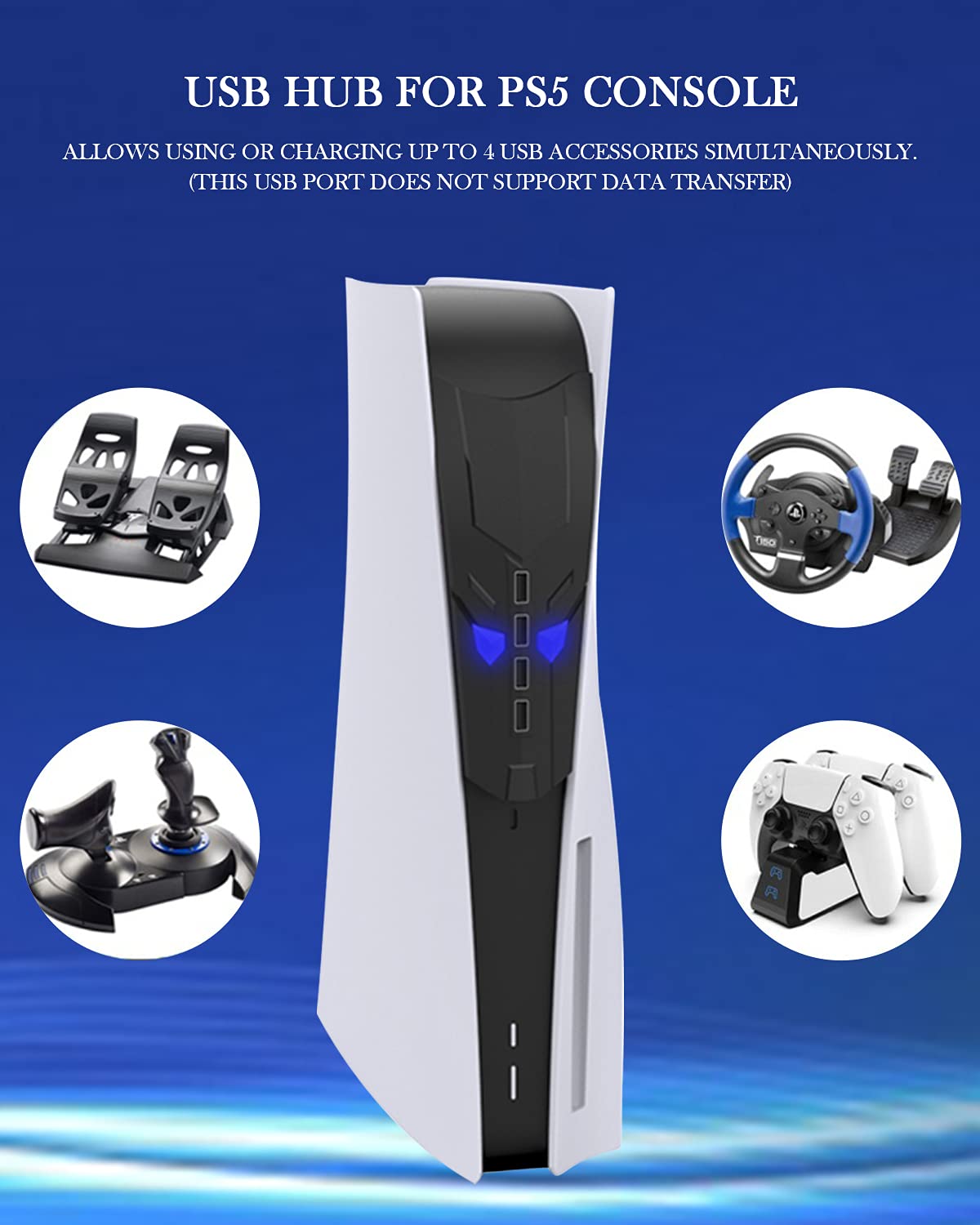 4-Port USB Hub for PS5, High-Speed USB Splitter USB 2.0 Hub USB Expander Adapter Extension for PS5/PS4/PS3, Xbox One/360, Xbox Series, Switch, PC, Tablet, Mac, Mouse, Keyboard with USB Station