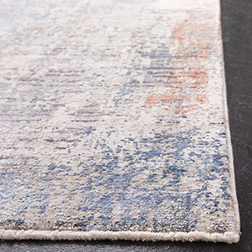 SAFAVIEH Dream Collection 2'6" x 4' Grey/Blue DRM428F Modern Abstract Premium Viscose Accent Rug