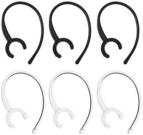 USA Made 6 Large Clamp Ear Hook Replacements - Retail Packaging - Black/Clear