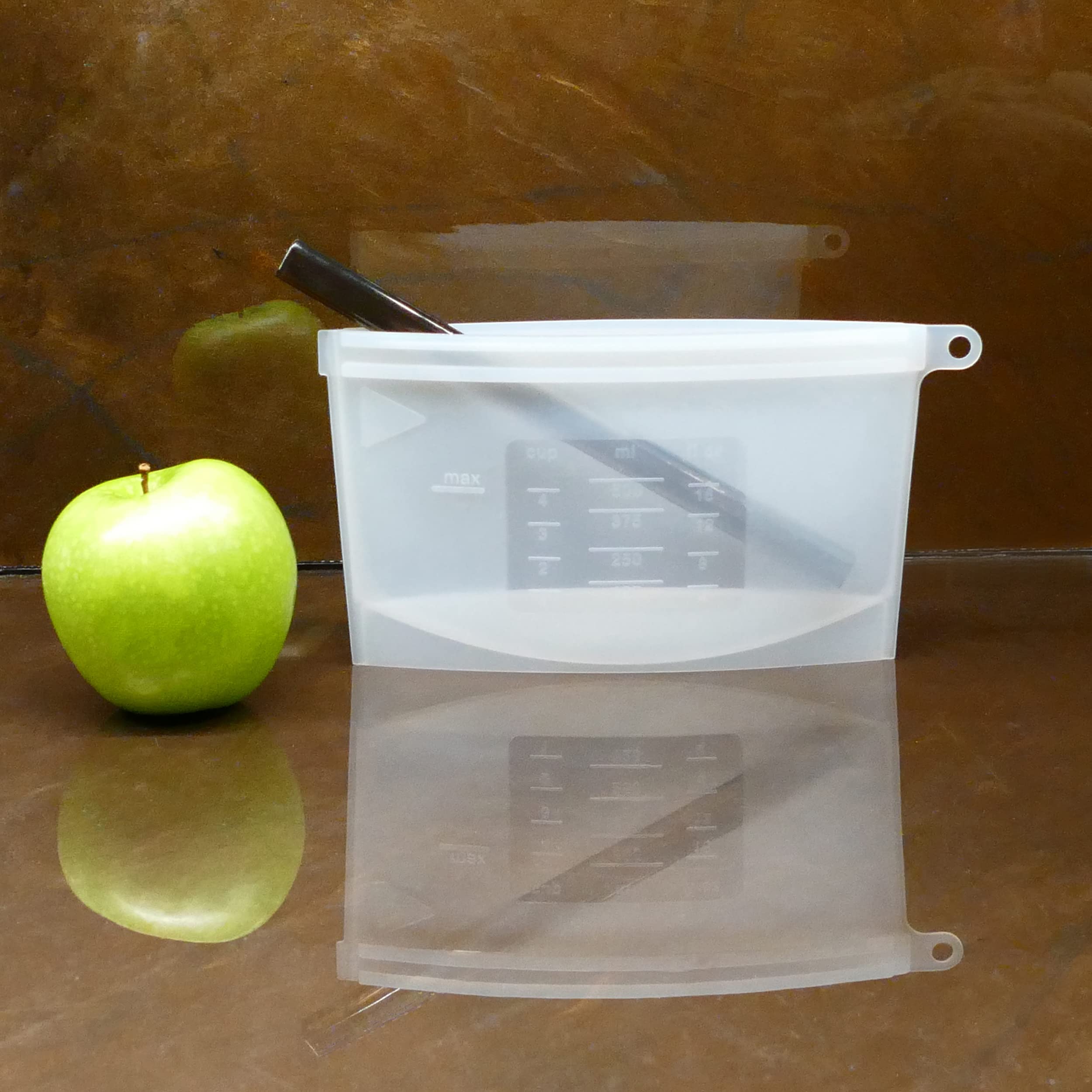 7Penn Silicone Food Storage Bag, 500mL - 1pk Washable 7.75 x 4in Clear Reusable Food Bags for Sandwiches and Snacks