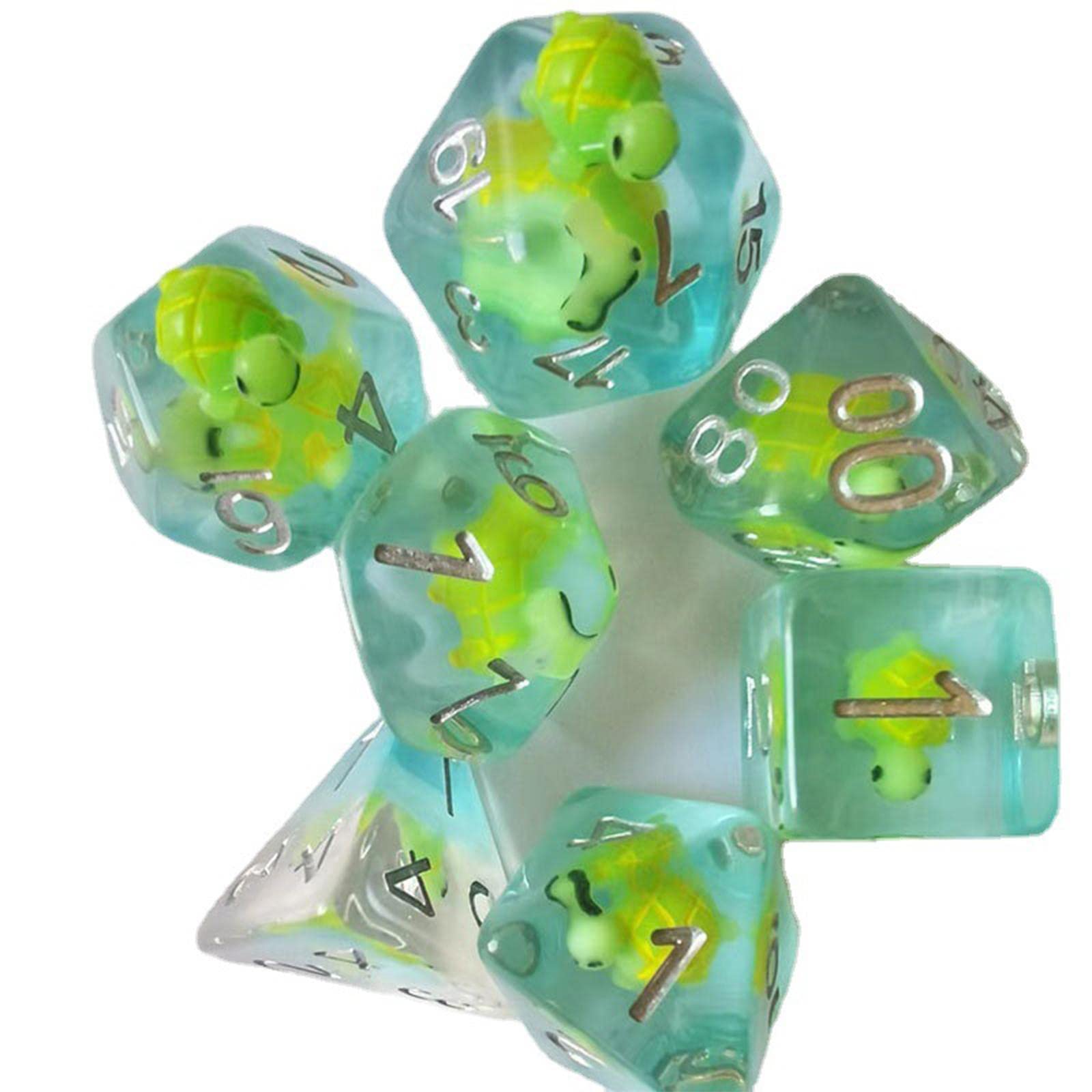 7X Cartoon Multi Sided Dices Set with Animals Turtle Pattern Family Table Game for Party Supplies Table Board Cafe Wedding Role Playing Game