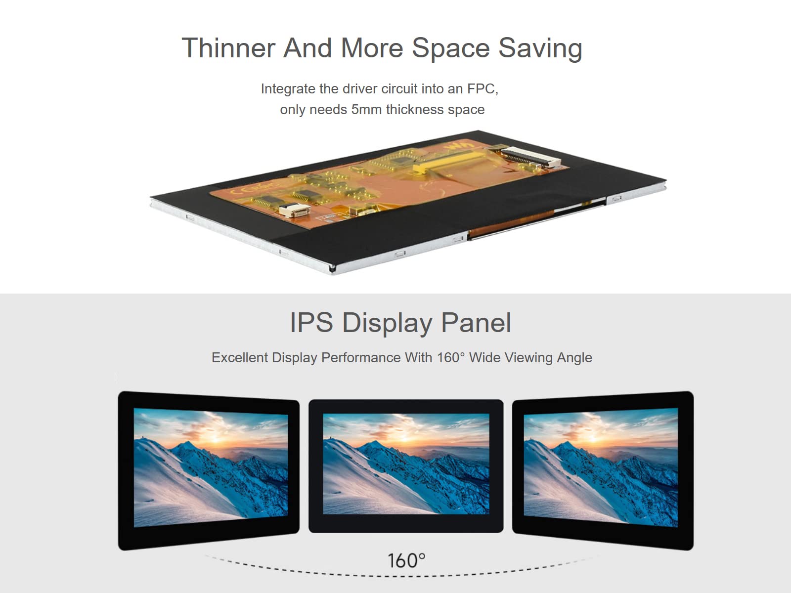 5inch DSI Touch Display for Raspberry Pi 4B/3B+/3A+/3B/2B/B+/A+, Thin & Light Touch Screen 800×480 Resolution IPS Display, Support 5-Point Capacitive Touch