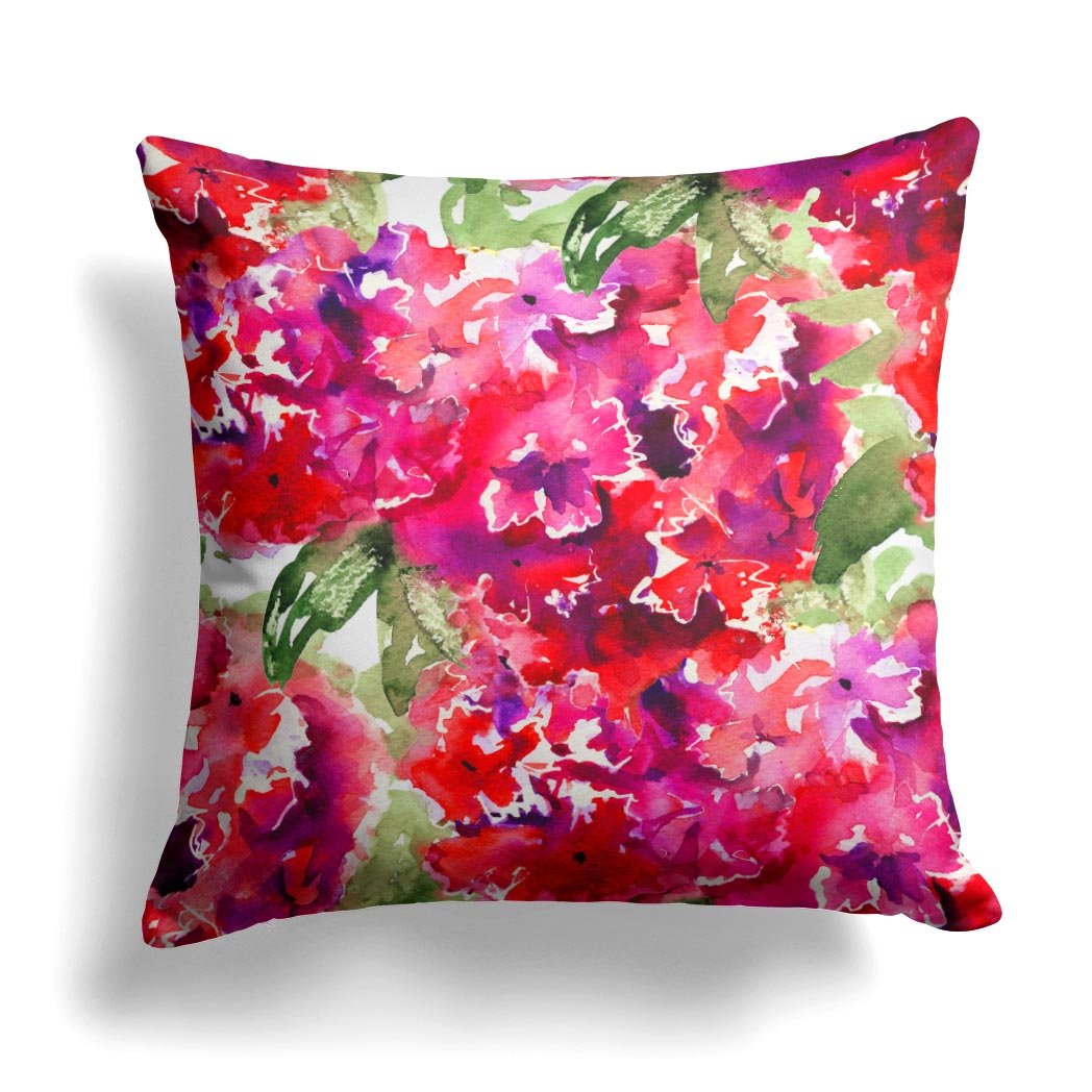 iiRov Summer Design Ink-Fuzed Decorative Throw Pillow - Tropical Hydrangea Flowers