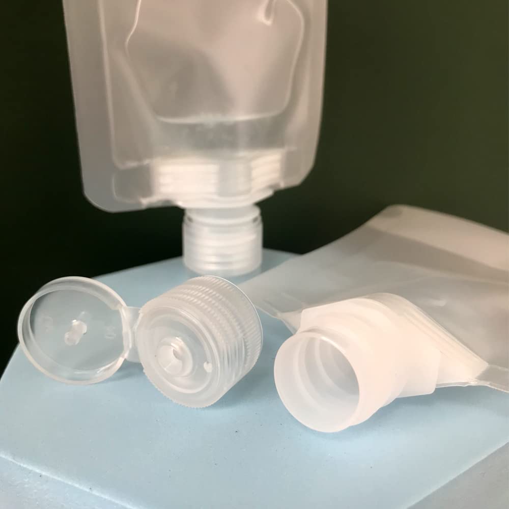 6pcs Travel Size Plastic Refillable Pouches Empty Squeeze Bag Reusable Toiletry Pouch Containers Stand Up Pouch with Spout for Liquid Cosmetic/Lotion/Shampoo/Face Wash