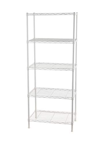 Multi-use Shelving Unit 5-Tier Space-Saving Metal Shelving Storage Rack Heavy Duty Metal Shelf Organizer for Home Office Kitchen Bathroom Garage Closet Dormitory 5 Tier Metal Shelf 21x13x55