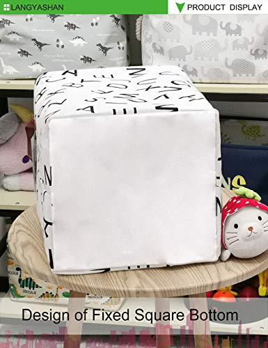 LANGYASHAN Square Storage Baskets Waterproof Canvas Children Laundry Nursery Hamper for Shelves Gift Baskets Toy Organizer Room Decor (Square alphabet)
