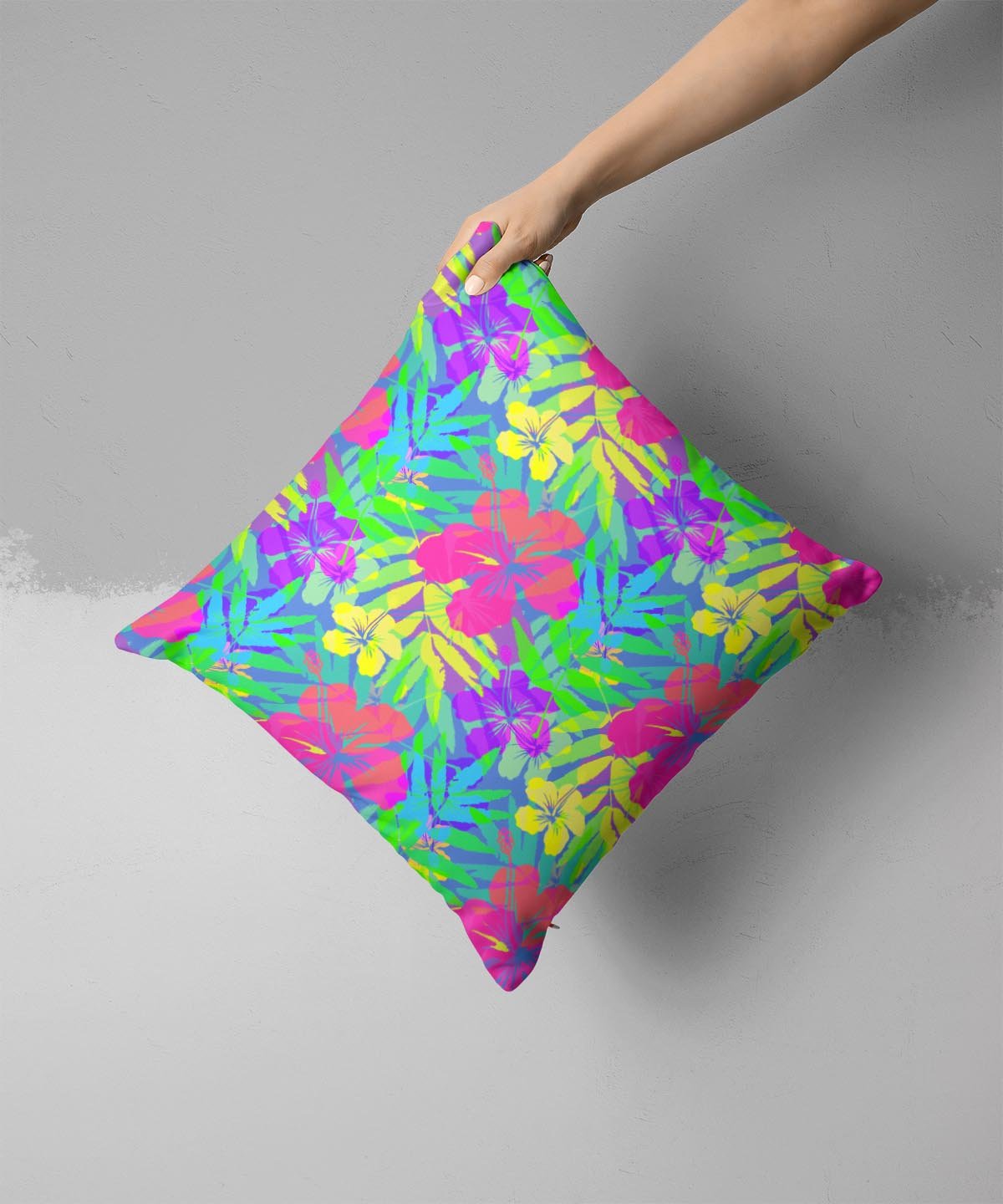 iiRov Summer Design Ink-Fuzed Decorative Throw Pillow - Tropical Fluorescent v1