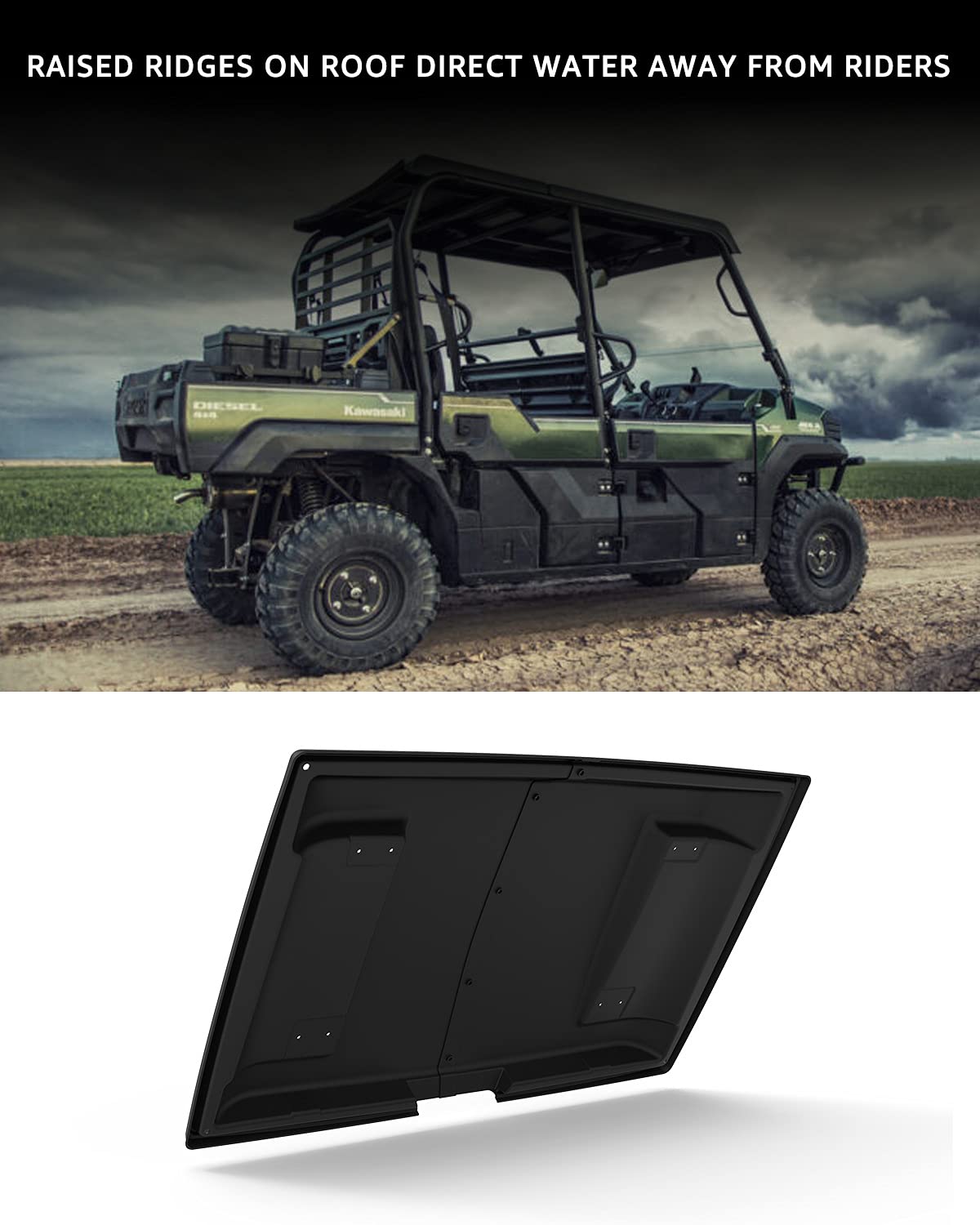 A & UTV PRO Mule Hard Roof,2-piece Combination Sturdy Polyethylene Plastic for 1990-2023 Kawasaki Mule 4000 4010 3000 3010 3020 2520 2510 2500 2010 2020 2030 Accessories| Replace OEM #KAF30-030A