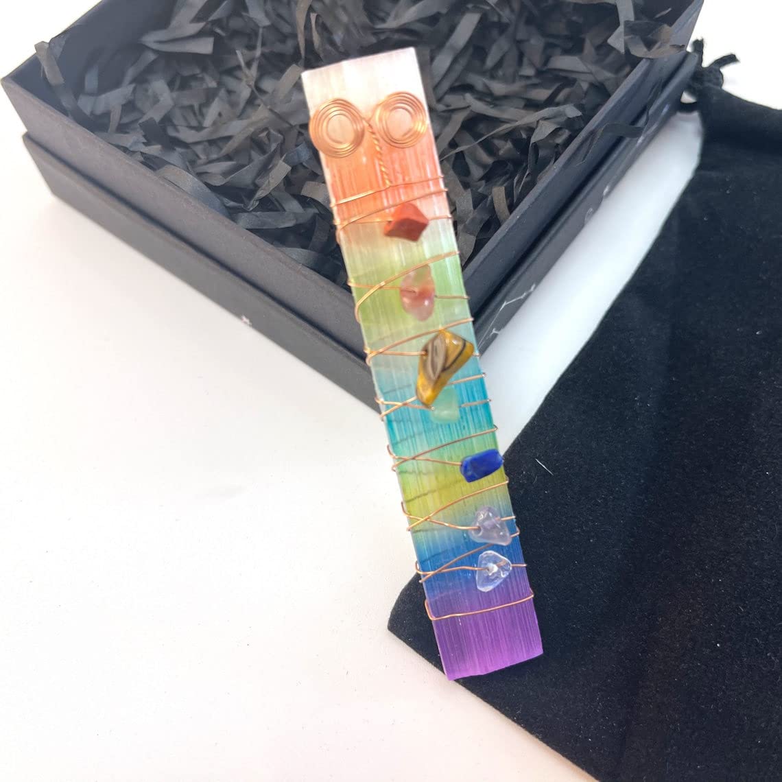 7 Chakra Healing Selenite Stick. Natural Tumble Stone Wand. Pendant, Gemstone, Meditation, Charging, Clearing, Meditation Yoga Decor., Small