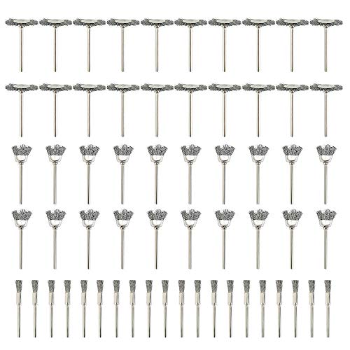 60 Pcs Wire Brushes Set, Rocaris Steel Wire Wheels Pen Brushes Set Kit Accessories for Rotary Tool