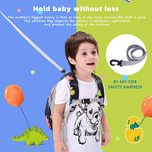 willikiva Dinosaur Toddler Mini Backpack Children Kids Baby Safety Harness Leash Waterproof Boys and Girls (3D Deep Blue)