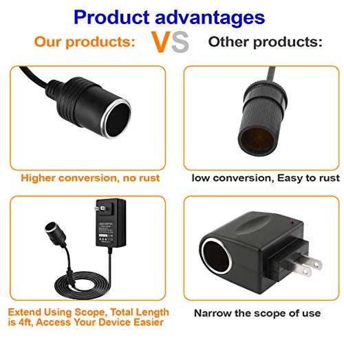 ABLY AC to DC Converter 2A 24W Car Cigarette Lighter Socket 100-250V to 12V AC/DC Power Adapter for Car Charger MP3 Player Car Telephone Automotive Razor etc.