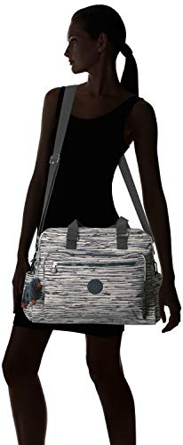 Kipling Women's Alanna Diaper Bag, Stroller Clips, Zip Closure, Scribble Lines Blue, One Size