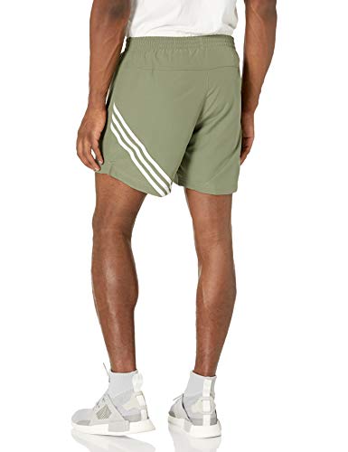 adidas Men's Run It 3-Stripes Shorts, Legacy Green/White, 2XL 7"