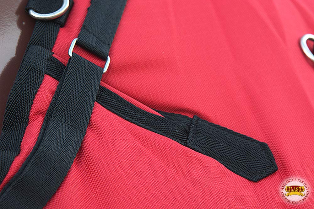 Red 78 in HILASON 600D Winter Waterproof Poly Horse Blanket Belly Wrap Red | Horse Sheet | Horse Turnout Sheet | Horse Sheets for Winter | Waterproof Turnout Sheets for Horses