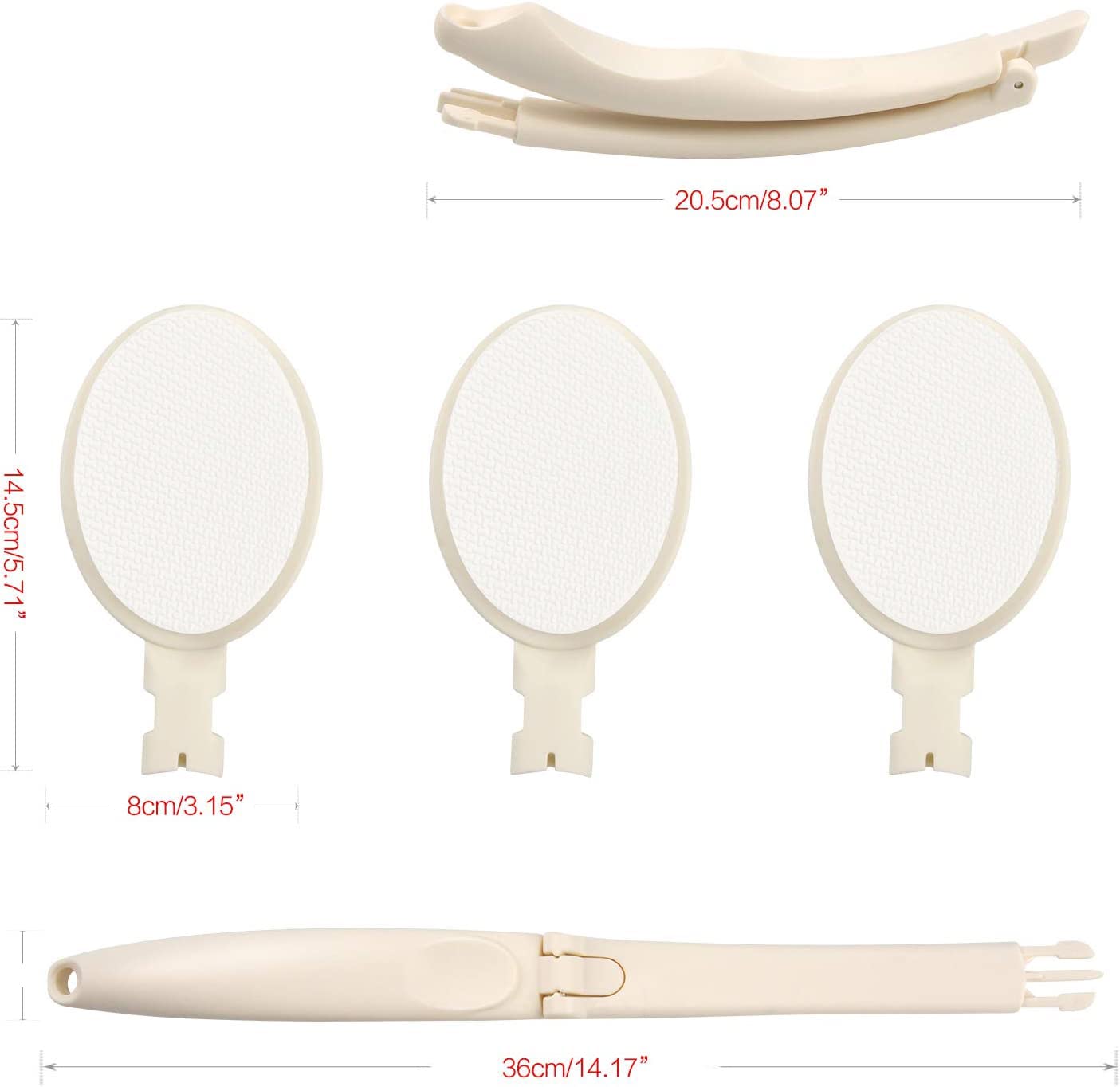 LFJ Lotion Applicator with Long Curved Handle for Back,Legs,Feet Self Application of Sunscreen, Sunless Self-Tanning, Skin Cream, Acne