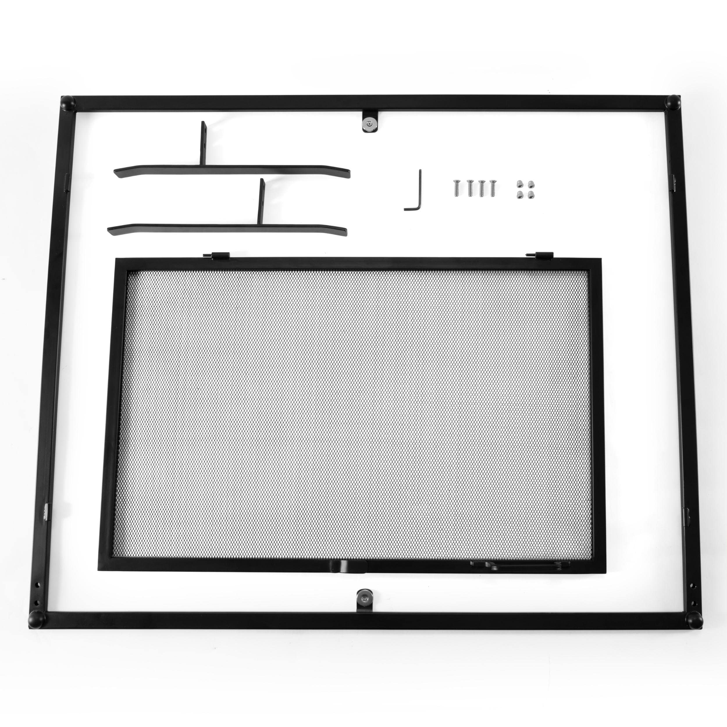 BIRDROCK HOME Fireplace Screen with Double Doors - Heavy Duty Iron Mesh, Welded for Durability, Elegant & Secure Fireplace Cover, Easy Assembly - 40 x 33 in, Black