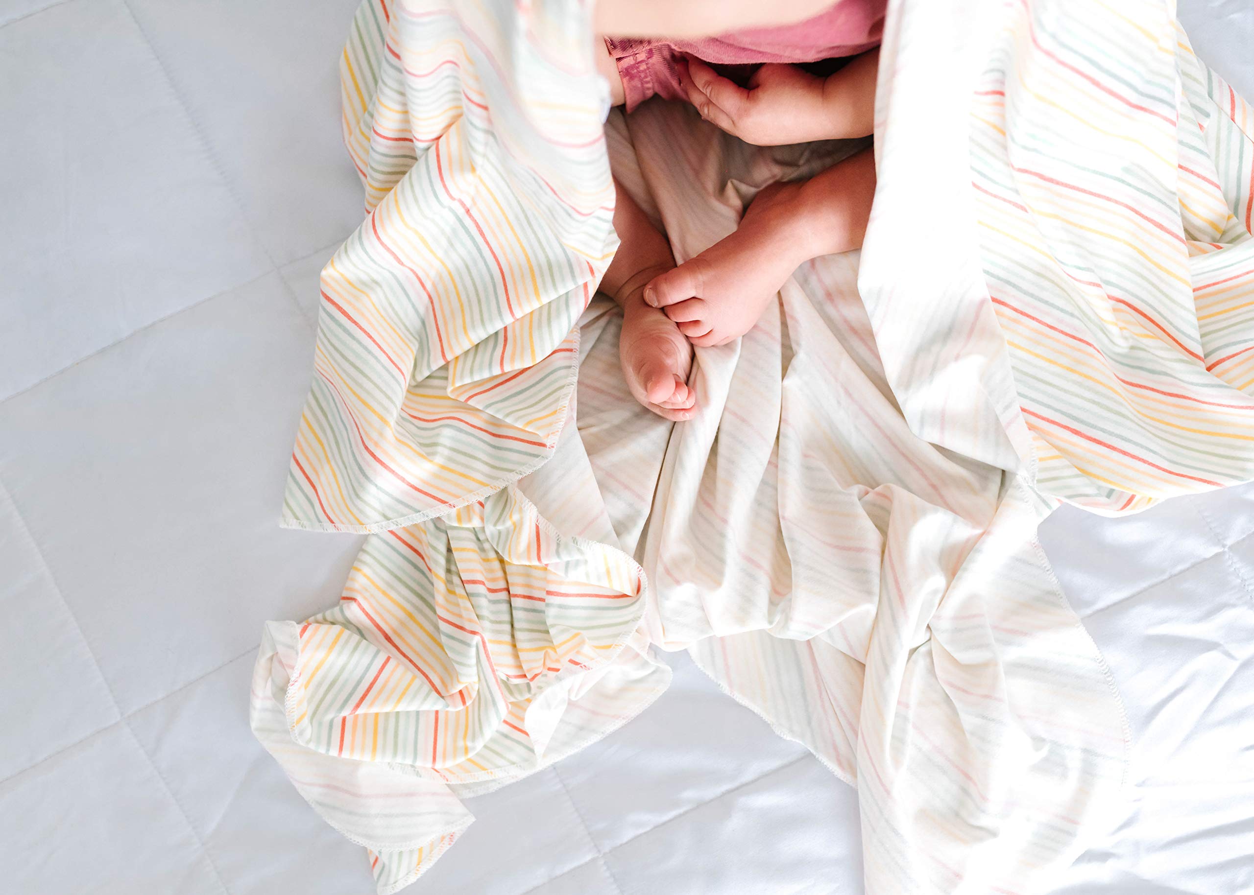 Large Premium Knit Baby Swaddle Receiving Blanket "Rainee" by Copper Pearl