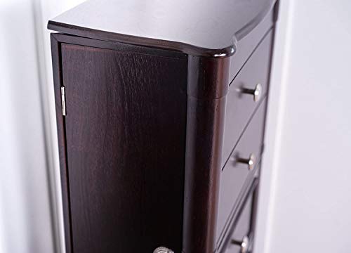 Hives and Honey Scarlett Jewelry Armoire - Elegant Storage Organizer for Your Precious Pieces | Solid Wood, Mirrored Lid | Anti-Tarnish Felt Lining | Espresso Finish
