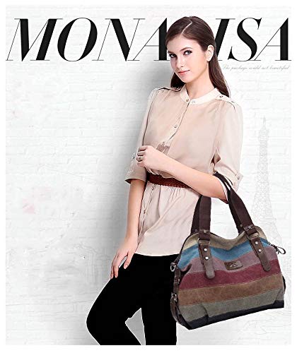 Canvas Shoulder Bags for Womens Multi-Color Purse Casual Messenger Bags Shopping Tote Handbags