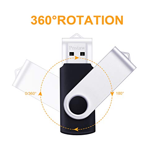 8GB USB Flash Drive 5 Pack, Pnstaw USB 2.0 Memory Sticks Thumb Drives Pen Drives Jump Drive with 5 Lanyards for Data Storage, File Sharing, Black (8GB, Black)