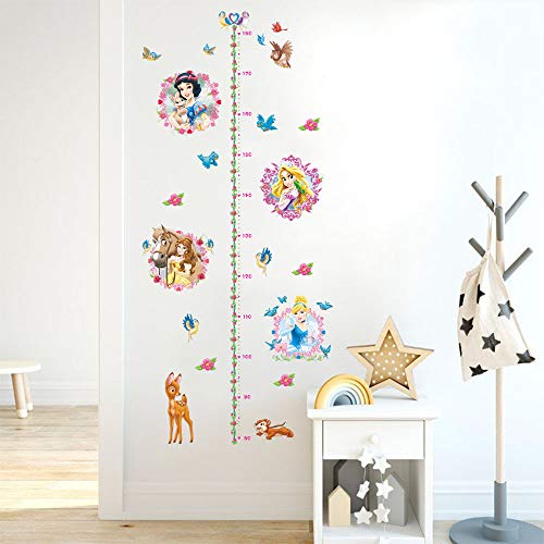ufengke Princess Height Charts Wall Stickers Deer Flowers Wall Decals Art Decor for Girls Kids Bedroom Nursery