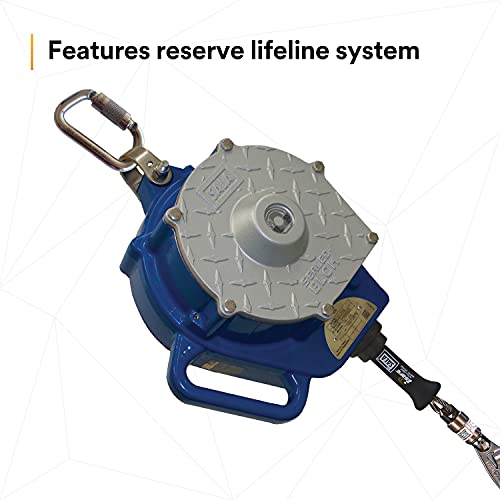 3M DBI-SALA Sealed-Blok 3400902 Self Retracting Lifeline 50' 3/16"" Cable, Swivel Snap Hook, 4' Cable Tie-Off Adaptor, MountBracket, Carabineer, Blue